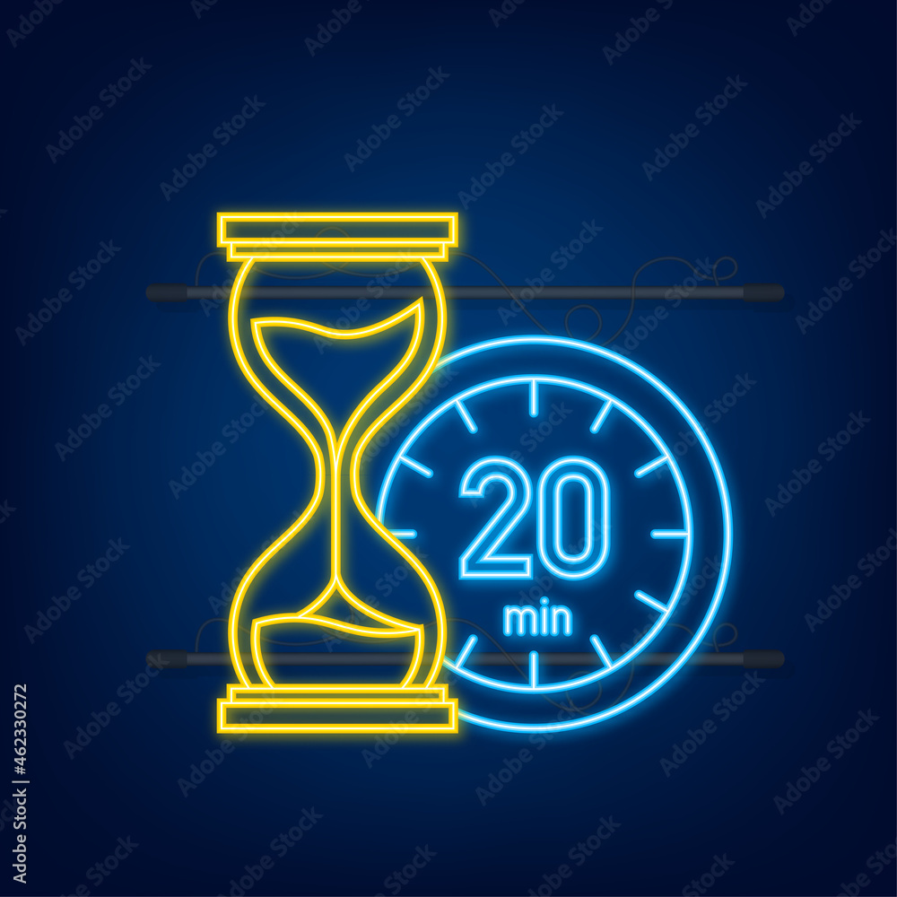 The 20 Minutes Stopwatch Vector Neon Icon Stopwatch Icon In Flat