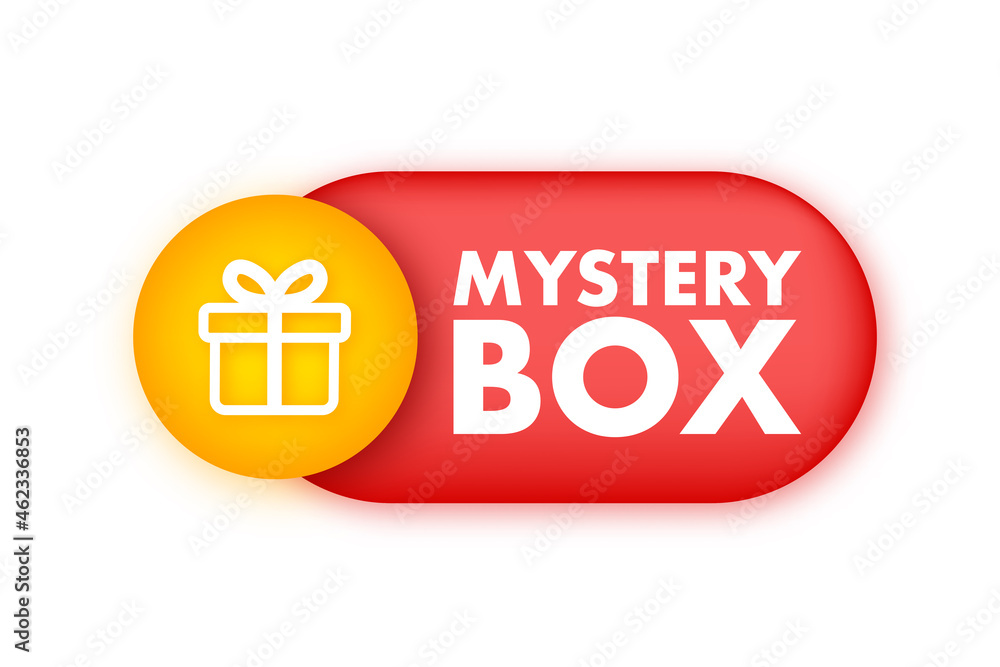 Mystery box banner. Packaging for concept design. Surprise present ...
