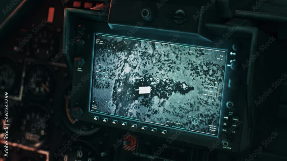 Modern Military Rocket Weapon Interface Focuses On A Tank Vehicle Via ...