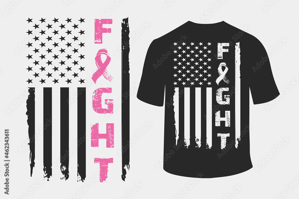 Fight Cancer Survivor American Flag Breast Cancer Awareness T-Shirt ...