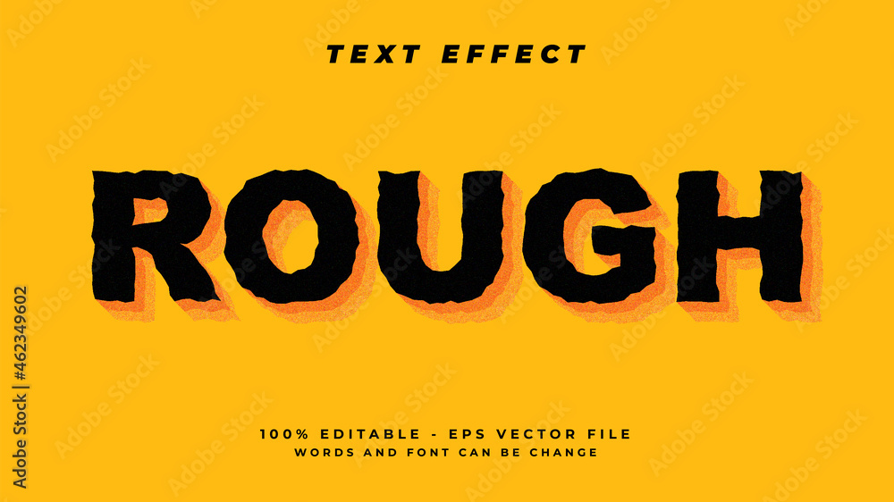 Rough, bold, fun and joy text effect style with yellow and grain effect ...