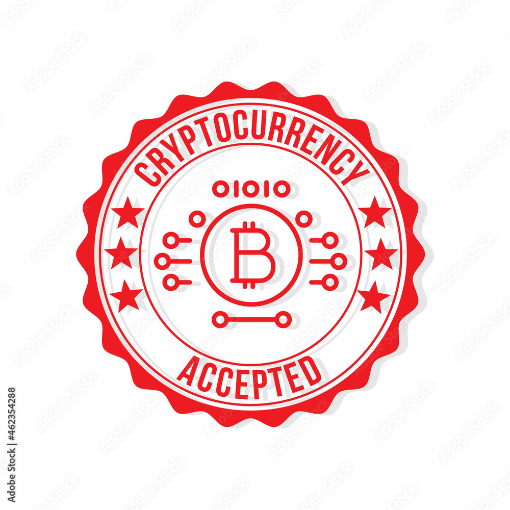 cryptocurrency accepted red stamp vector illustration.isolated on white ...