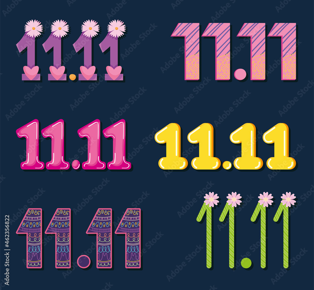 colorful 11 11 numbers set Stock Vector | Adobe Stock