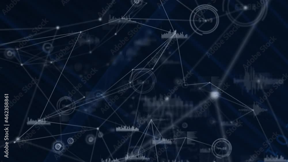 Animation of networks of connections and data processing over black ...