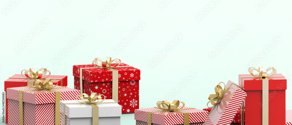Gift Box New Year's and Season of Giving Concept on Green Background ...