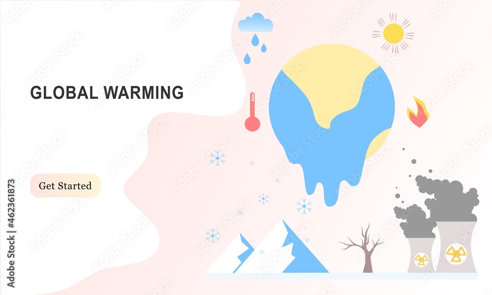 Global Warming flat design concept for landing page. Modern flat vector ...