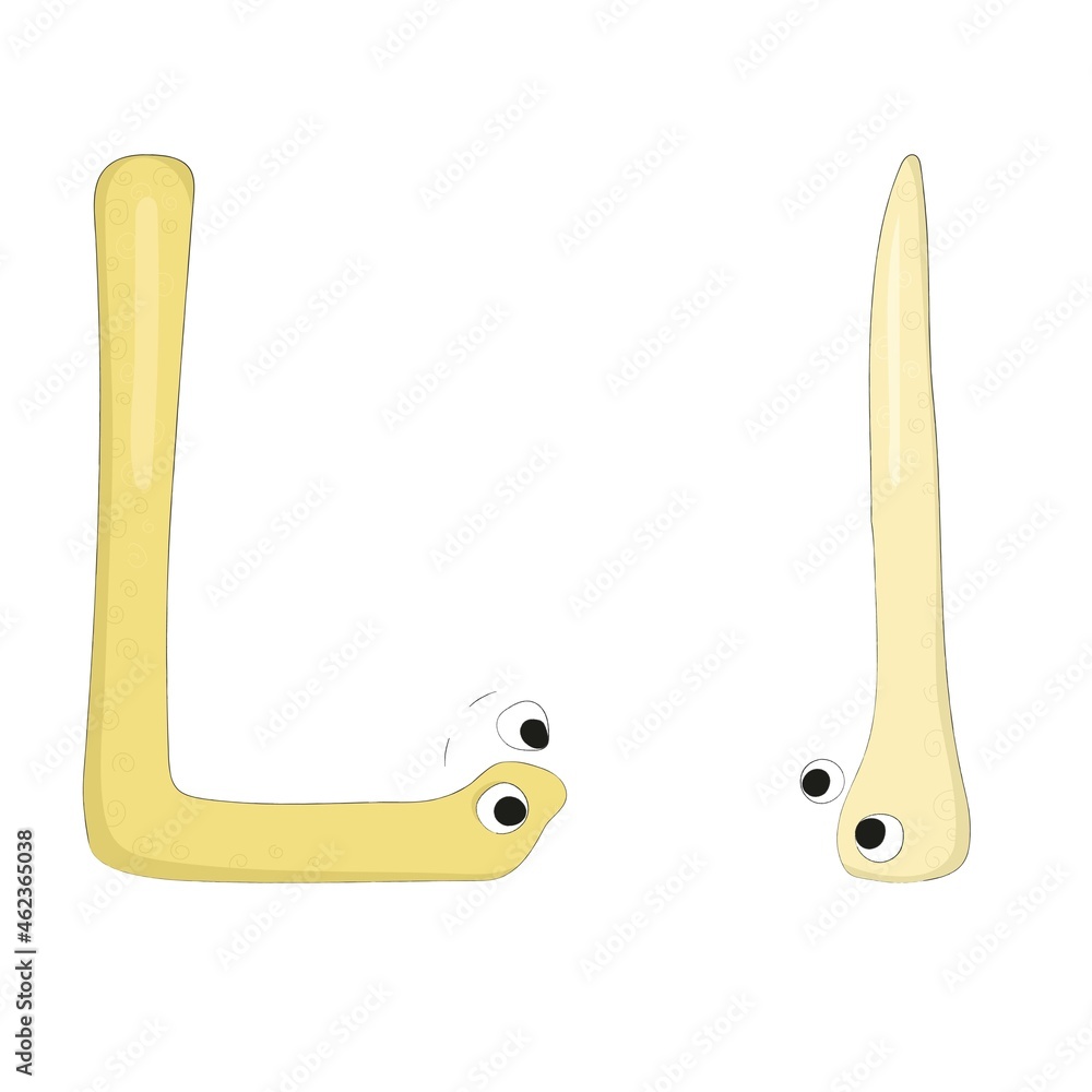 Capital and lowercase letters Ll from the English alphabet in the form ...