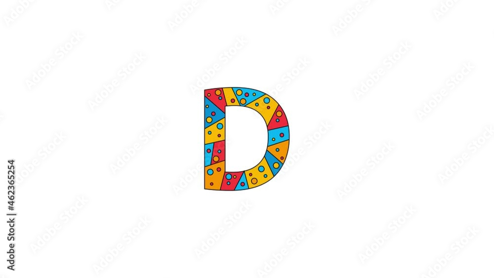Letter D. Animated unique font made of circles and triangles, polygons ...