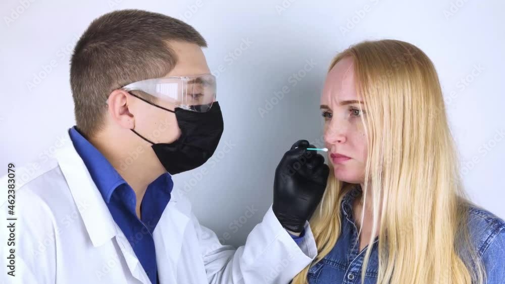 The girl complains to the doctor about the loss of smell. The doctor ...