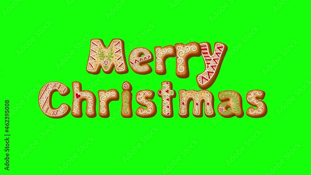 Vidéo Stock Merry Christmas Animated text banner with gingerbread ...
