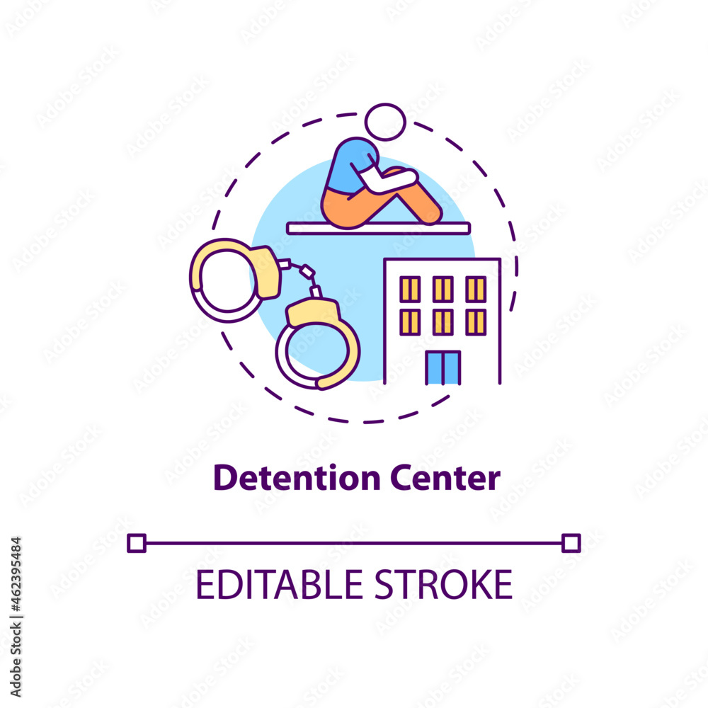 Detention center concept icon. Illegal immigration. Temporary arrest ...