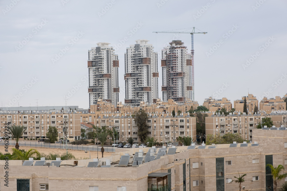 Contrast Architecture in Israel, modern tower skyscrapers and old ...