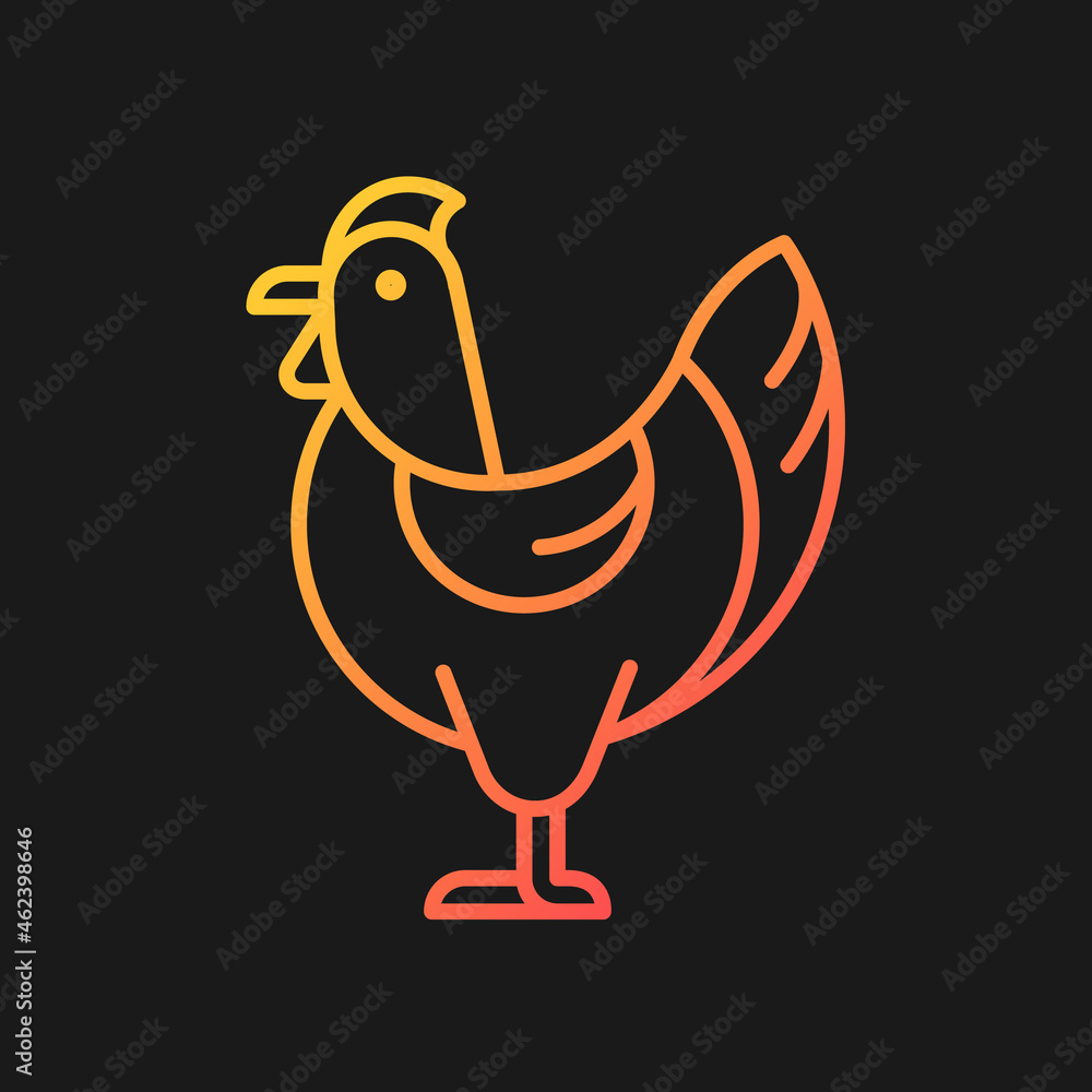 Hen gradient vector icon for dark theme. Female chicken. Broiler and ...