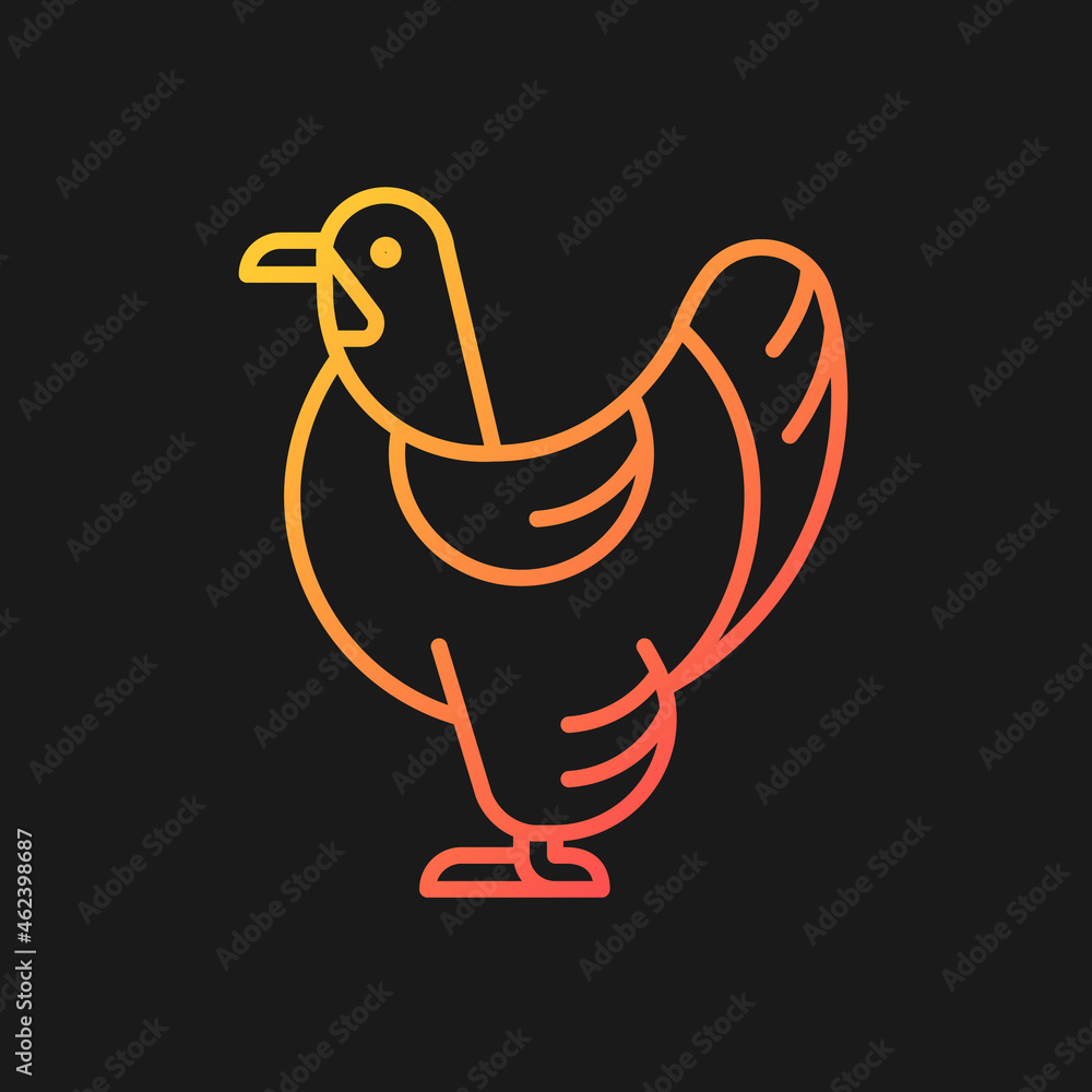 Brahma hen gradient vector icon for dark theme. American chicken breed ...