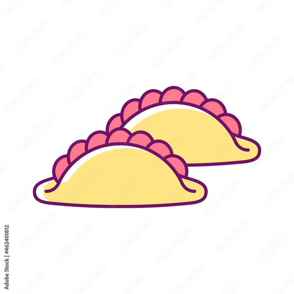 Curry puff RGB color icon. Street food snack with curried fillings ...