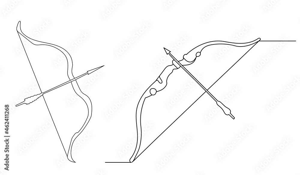 bow and arrow one line drawing isolated, vector Stock Vector | Adobe Stock