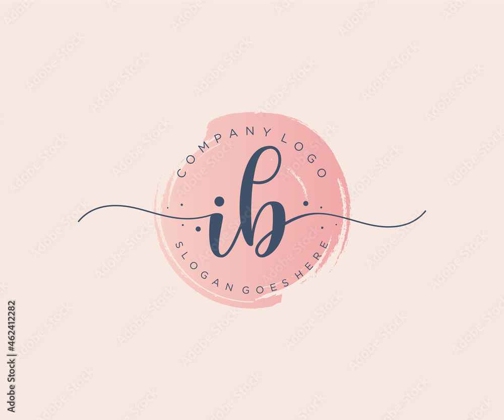 Initial IB feminine logo. Usable for Nature, Salon, Spa, Cosmetic and ...