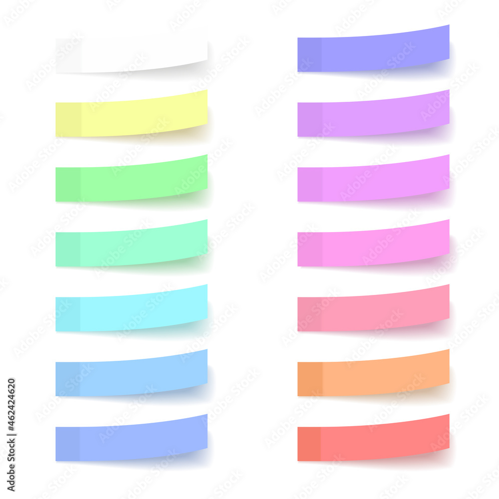 Vecteur Stock Colorful post note sticker set isolated on transparent ...