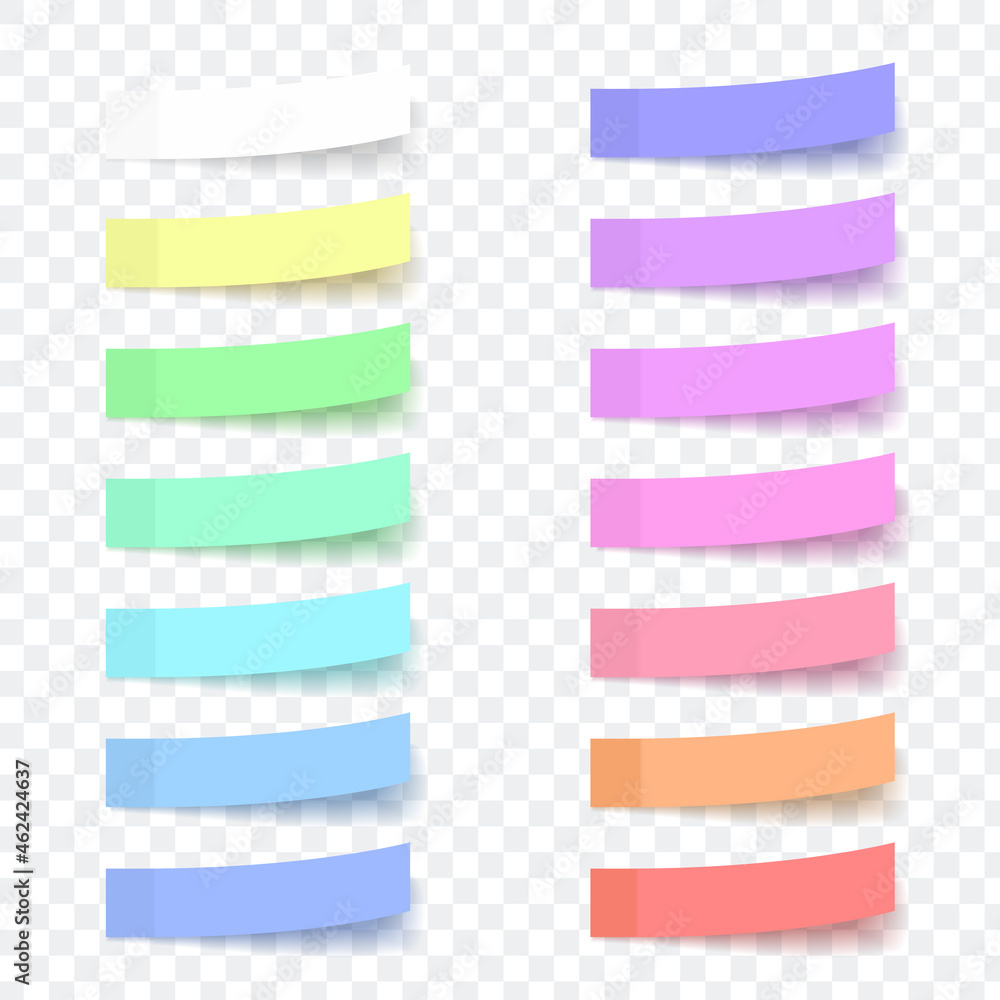 Colorful post note sticker set isolated on transparent background. Post ...