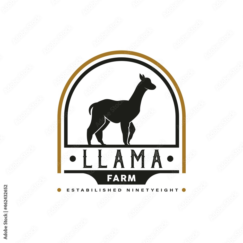 Llama Logo Vintage. With llama, or alpaca icon symbol. Retro, classic ...