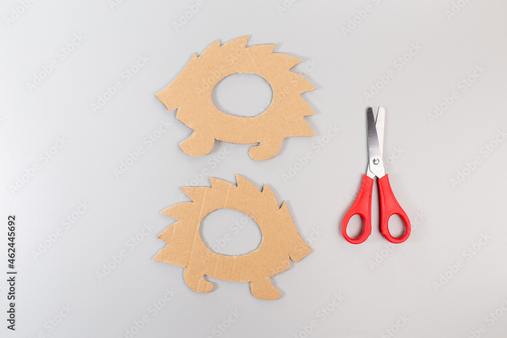 autumn craft hedgehog, art project for kindergarten kids, seasonal ...