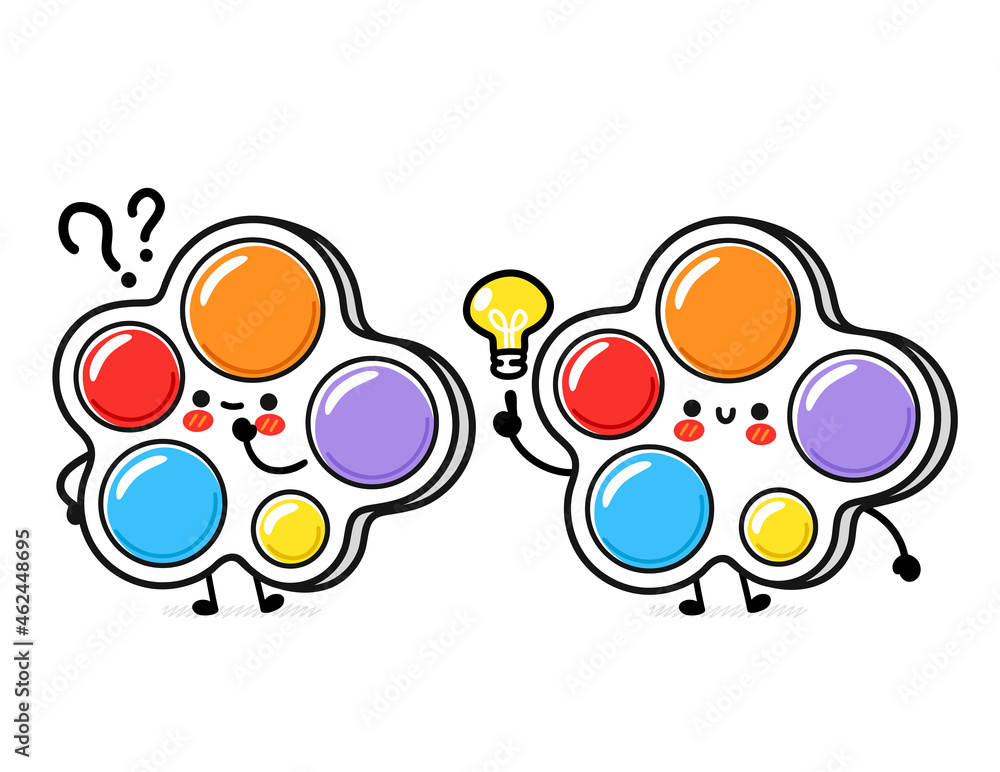 Cute funny Simple dimple with question marks and idea light bulb ...