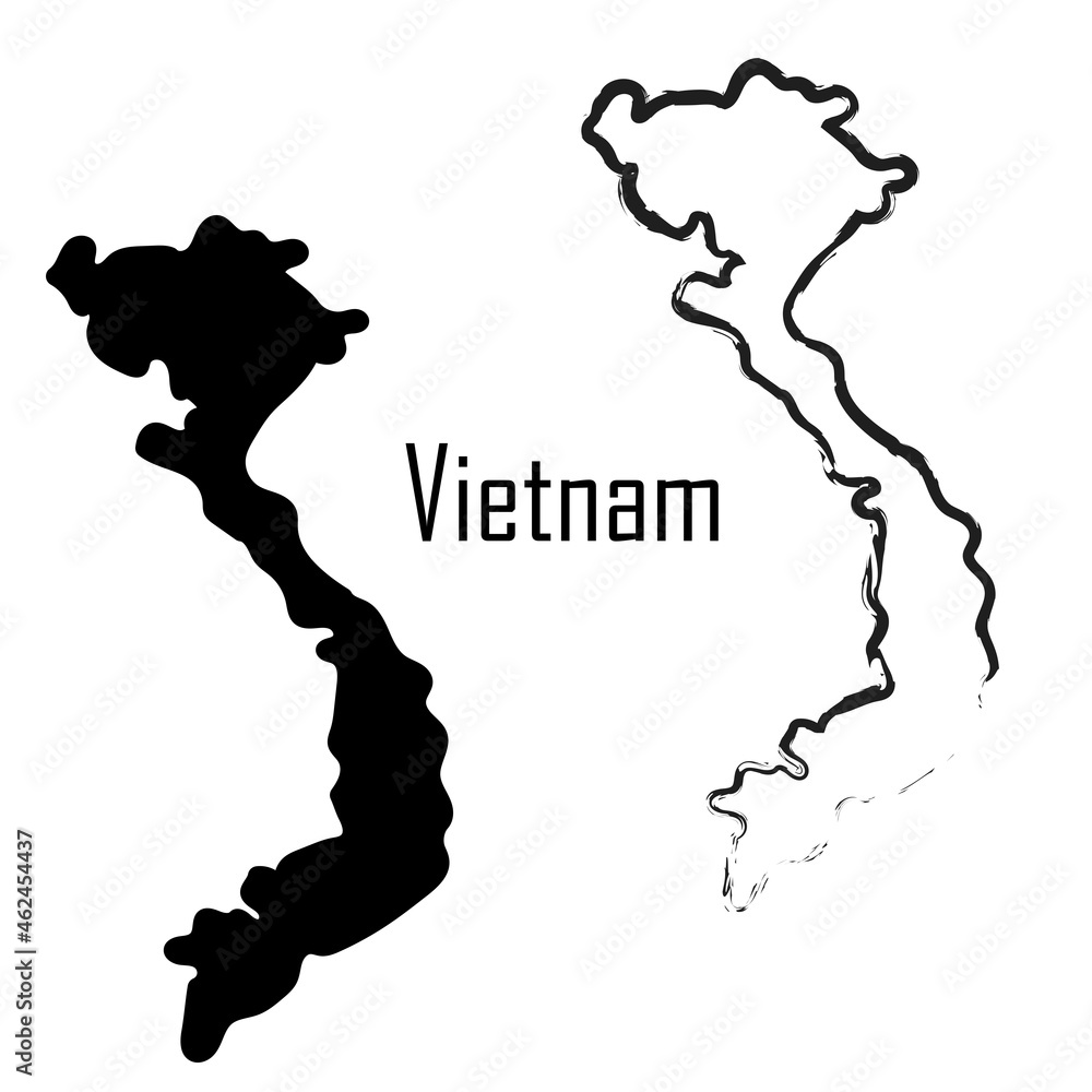 Vietnam map black and white vector illustration. Stock Vector | Adobe Stock