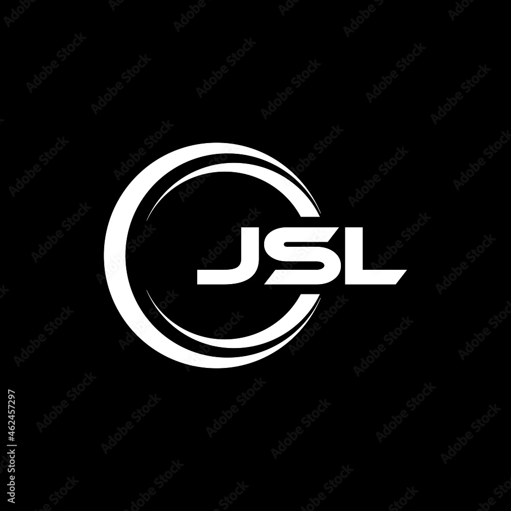 Vetor do Stock: JSL letter logo design with black background in ...