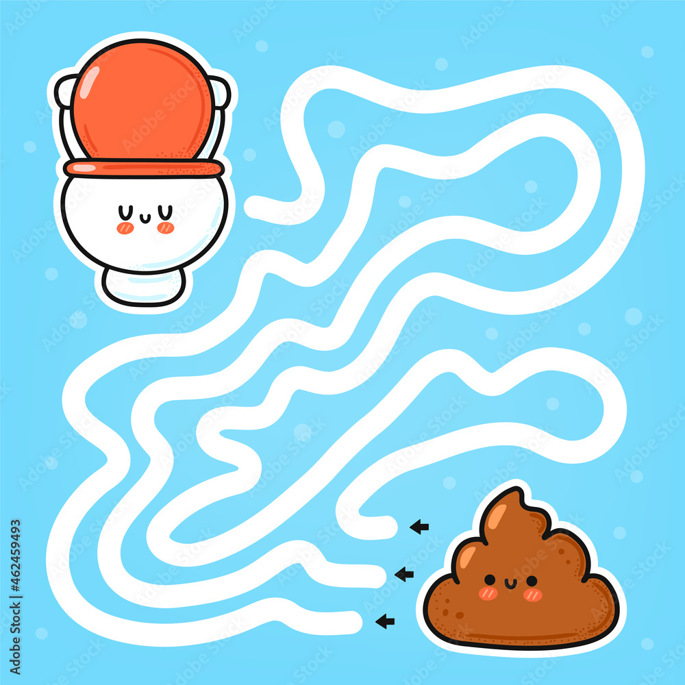Cute funny labyrinth maze game. Help poop find toilet. Maze game ...
