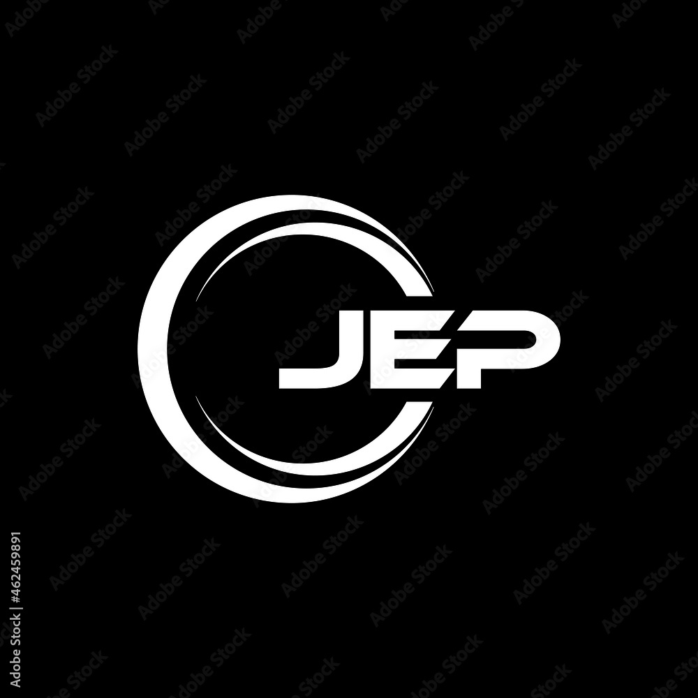 JEP letter logo design with black background in illustrator, vector ...