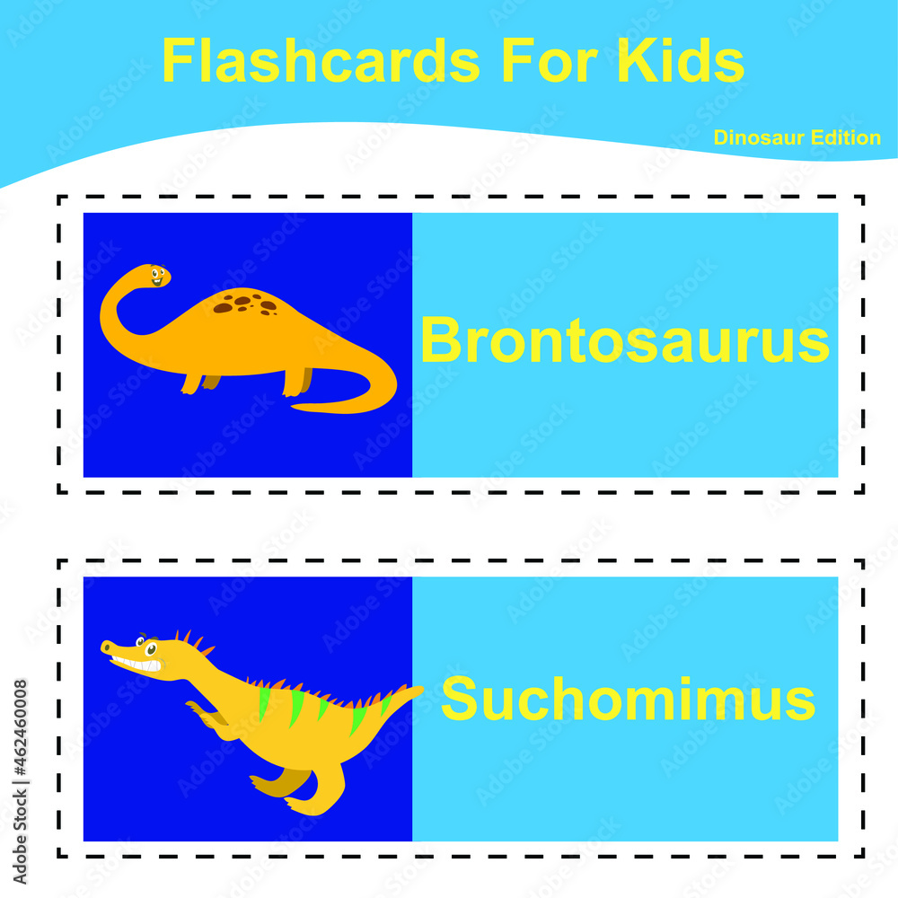 Vector set of dinosaur collections flashcard. Dinosaur educational ...