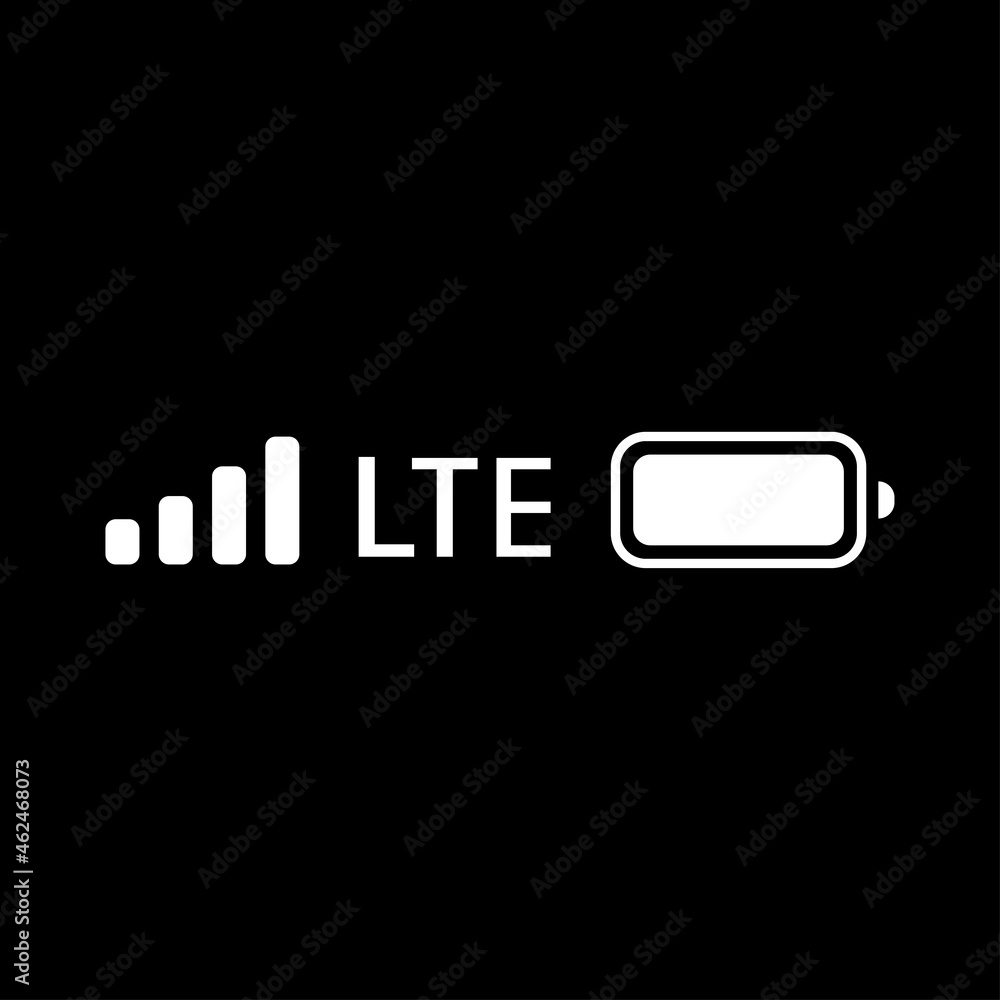 Mobile phone bar icon isolated on black background. Status bar symbol ...