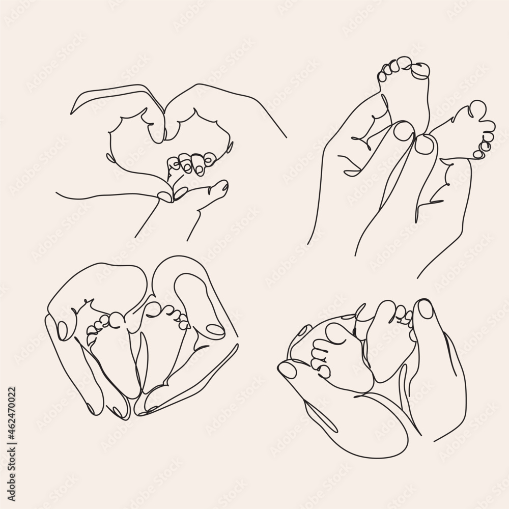 Woman Line drawing vector. Pregnant woman and motherhood Line art. Baby ...