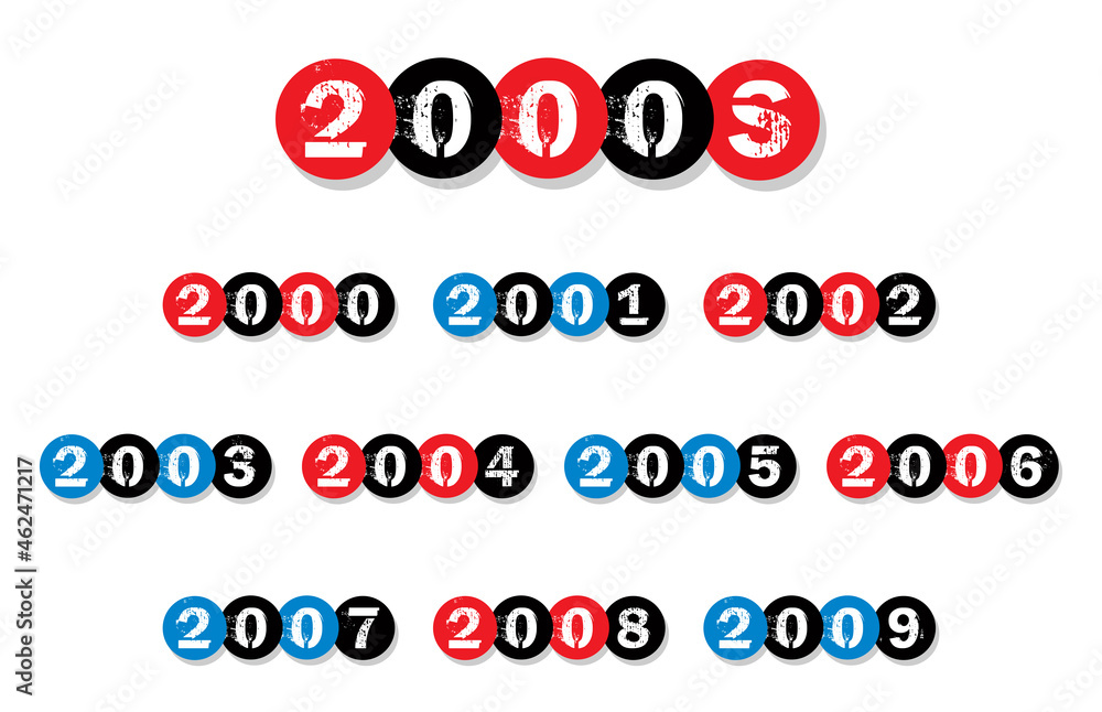 2000s Year Labels | Timeline Clipart Set and Calendar Headers | Retro ...