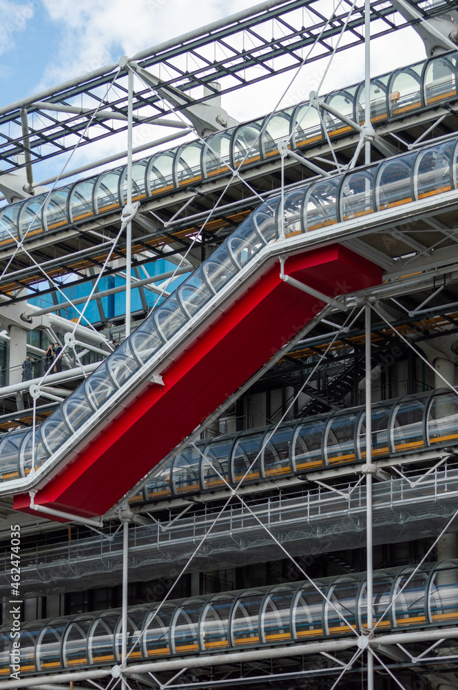 Paris, France, September 2021. Detail of the front façade of the famous ...