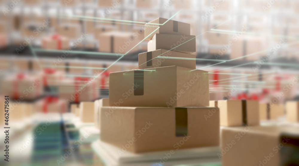 postal parcel logistics shipping parcels 3d-illustration brown packages ...