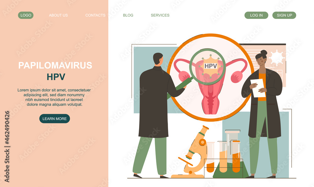 Papillomavirus HPV concept. Scientific research of human body. Doctors ...