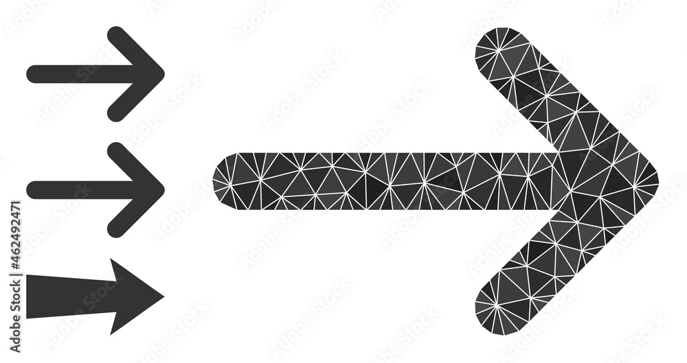 Low-poly arrow right icon, and other icons. Polygonal arrow right ...