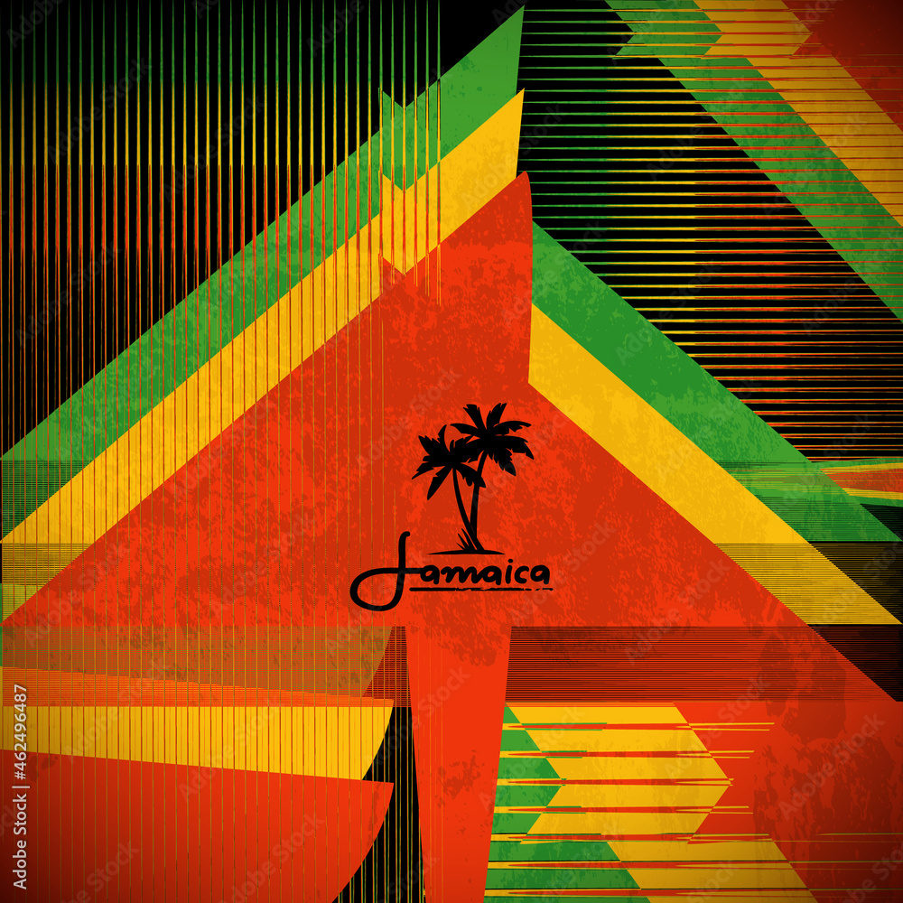 Rasta Banner with Jamaica Palms Black Logo. Green, Yellow, Red Colors ...