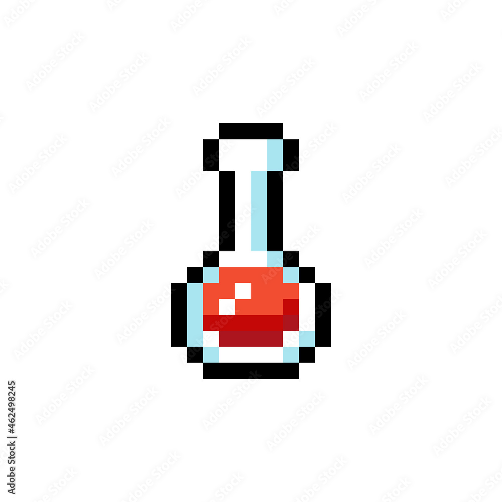 red potion 8-bit pixel graphics icon. Pixel art style. Game assets. 8 ...