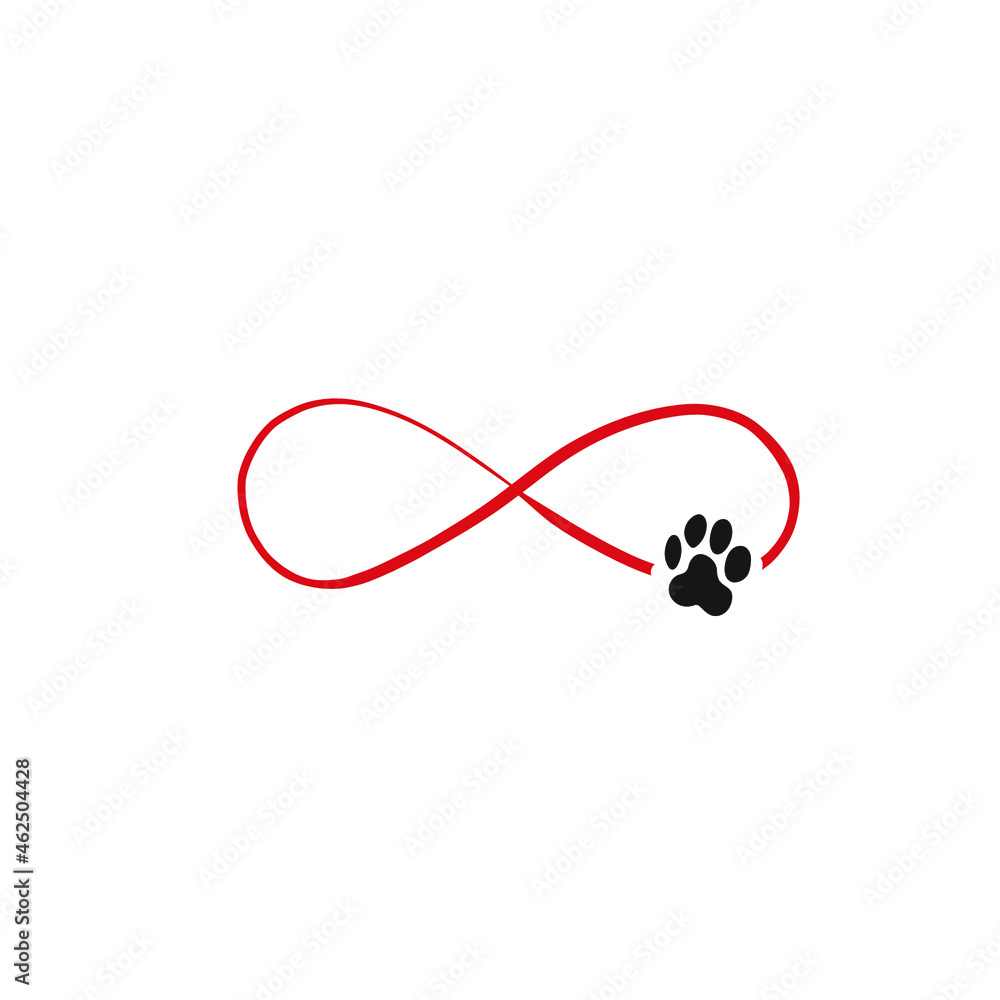 Elegant infinity sign with dog's footprint, vector illustration Stock ...