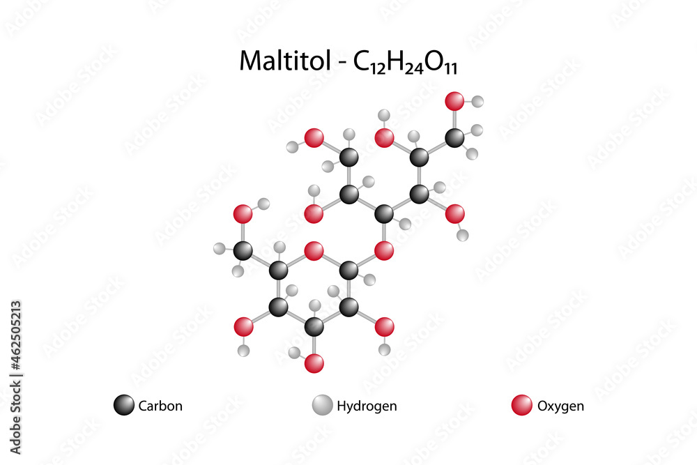 Vetor de Molecular formula of maltitol. Maltitol is a sugar alcohol ...