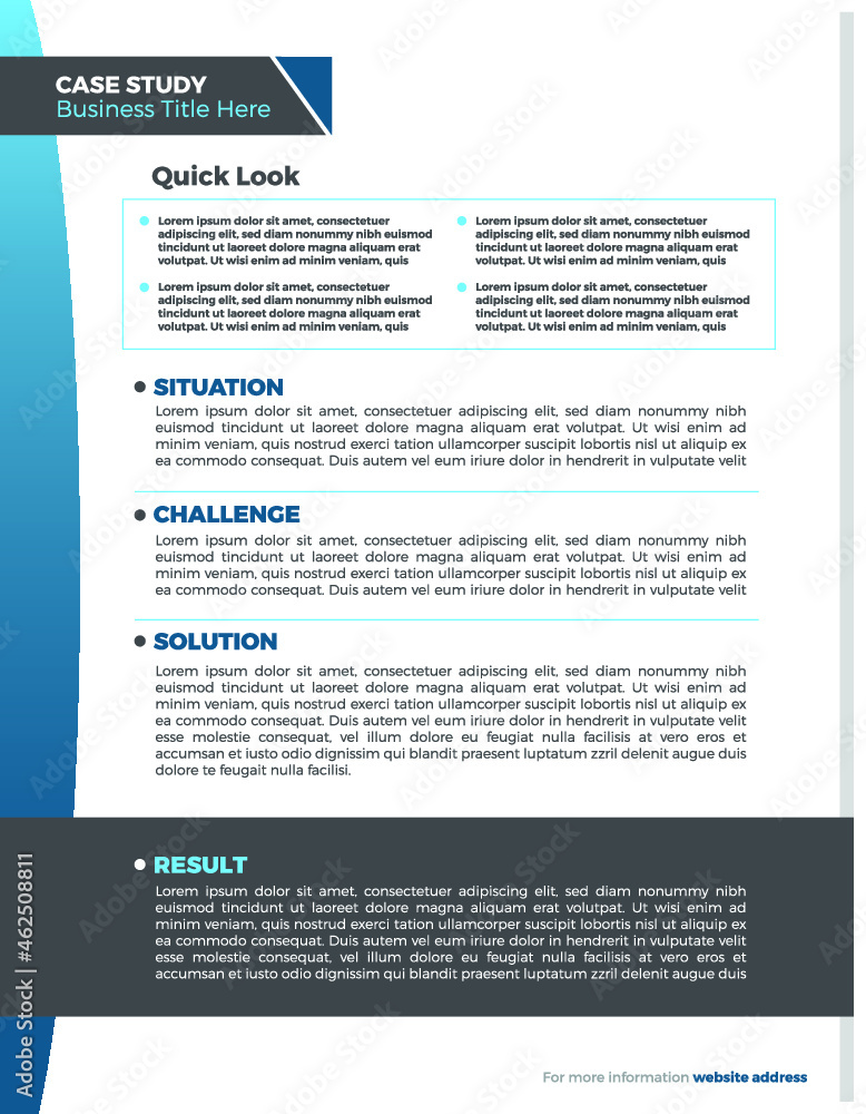 Case Study One Sheet Idea Stock Vector | Adobe Stock