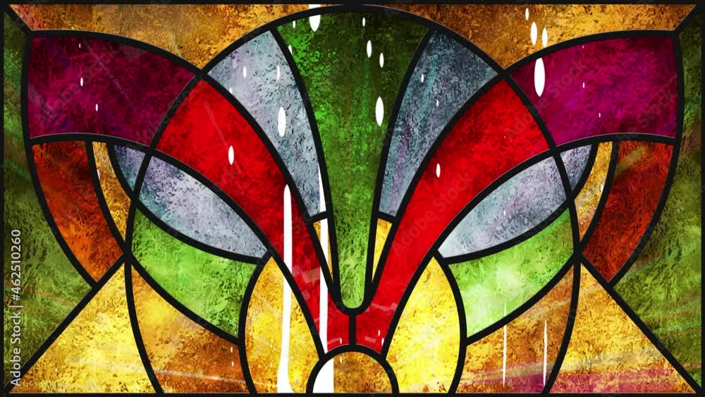 Animated colorful modern looping stained glass window. Sketch ...