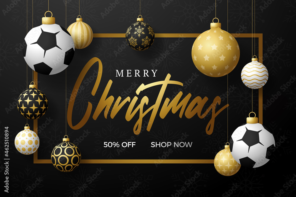 soccer Sport Christmas card. Merry Christmas sport greeting card. Hang ...