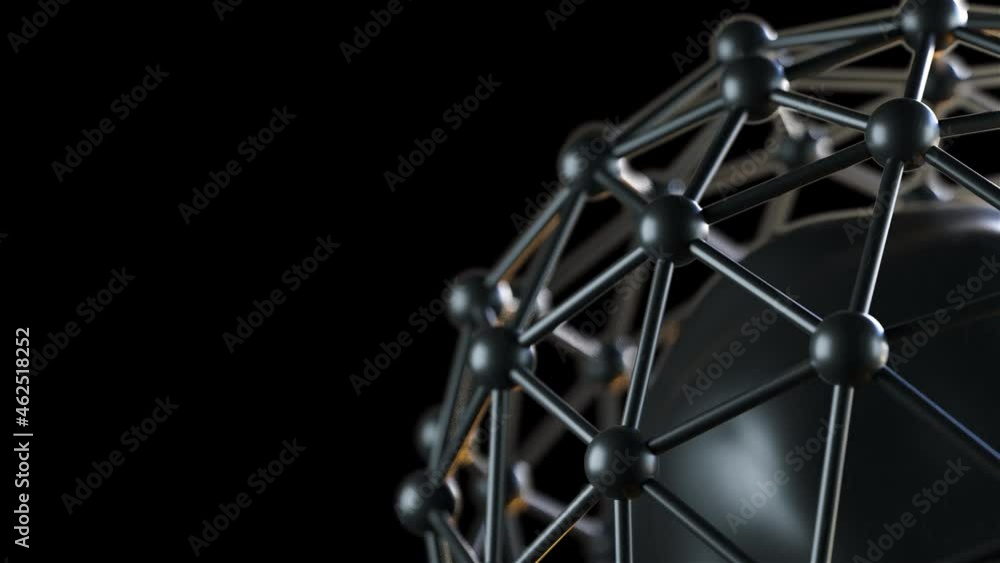 Molecular 3d render of structure of nucleus. Network of both protons ...
