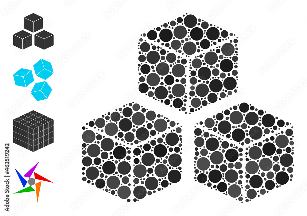 Circle mosaic cubes. Vector mosaic is based on cubes icon, and designed ...