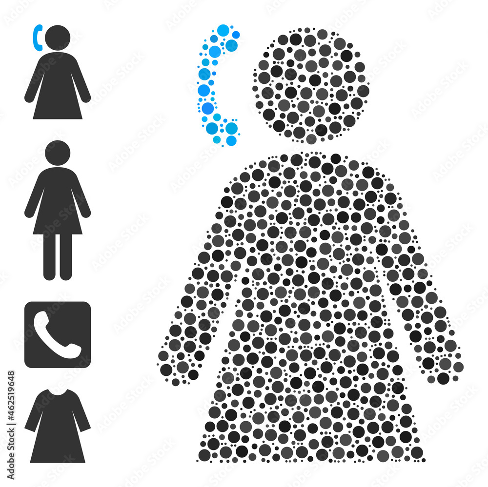 Round dot mosaic calling woman. Vector mosaic is based on calling woman ...
