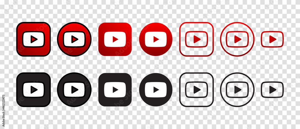 Youtube vector logo icon set. Vector illustration Stock Vector | Adobe ...