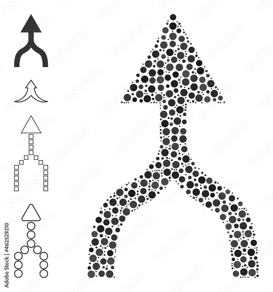 Round dot combination combine arrow up. Vector mosaic is based on combine arrow up icon, and ...